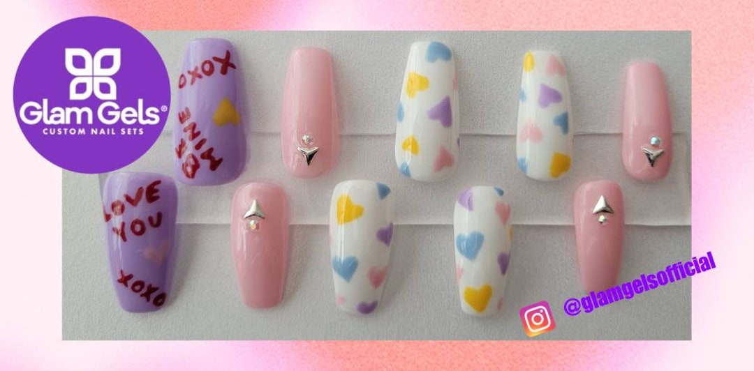 Conversation Hearts Nails - Etsy