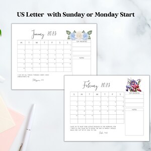 2023 Bible Verse Watercolor Floral Calendar Printable - Etsy