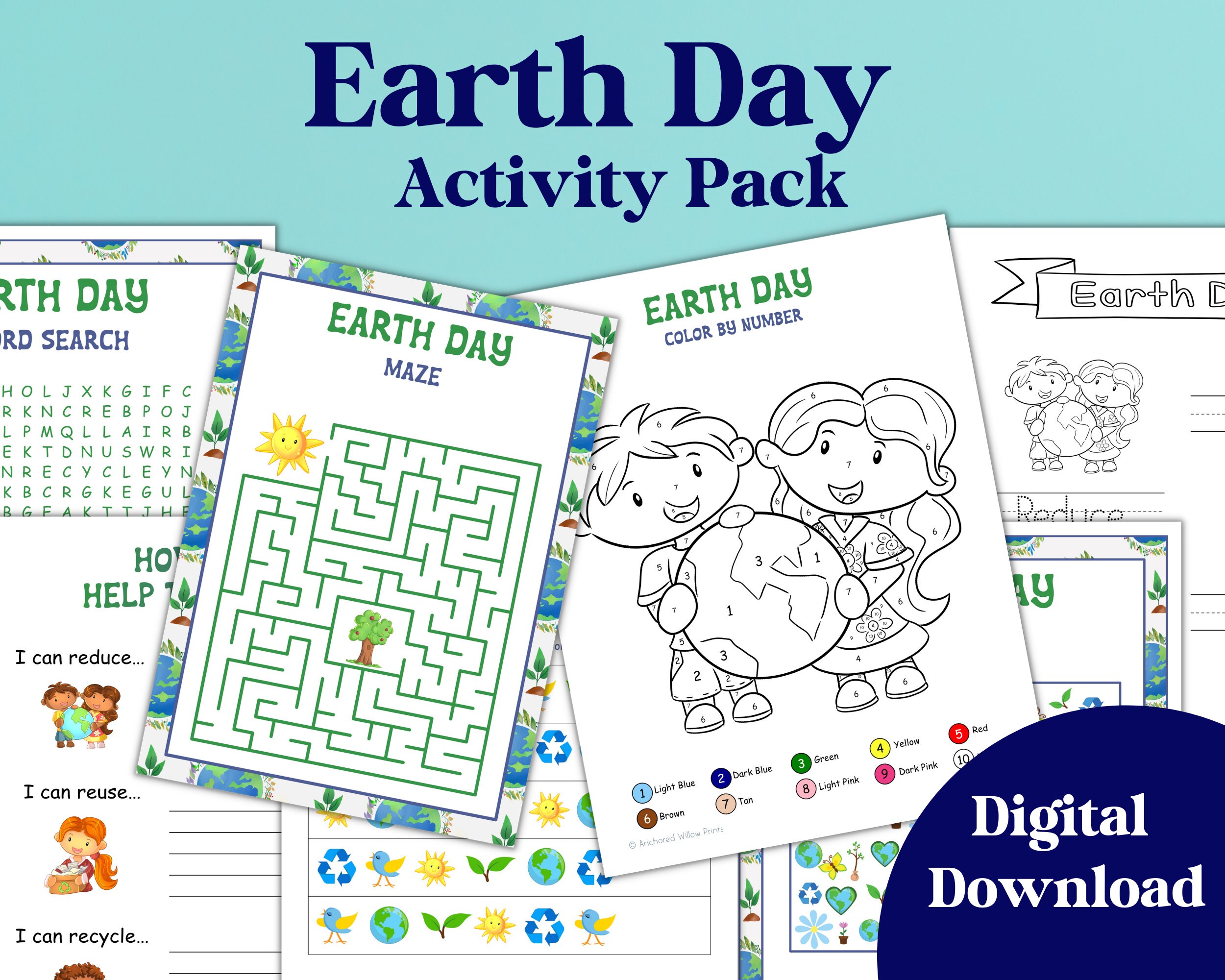 Earth Day Printable Activity Pack, Homeschool Earth Day Learning ...
