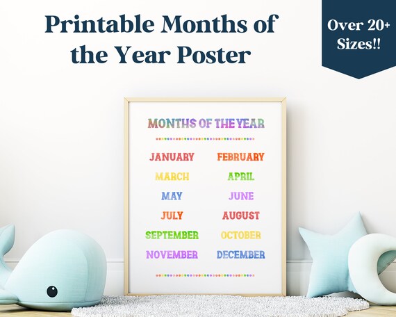 Months of the Year Watercolor Educational Poster Homeschool - Etsy