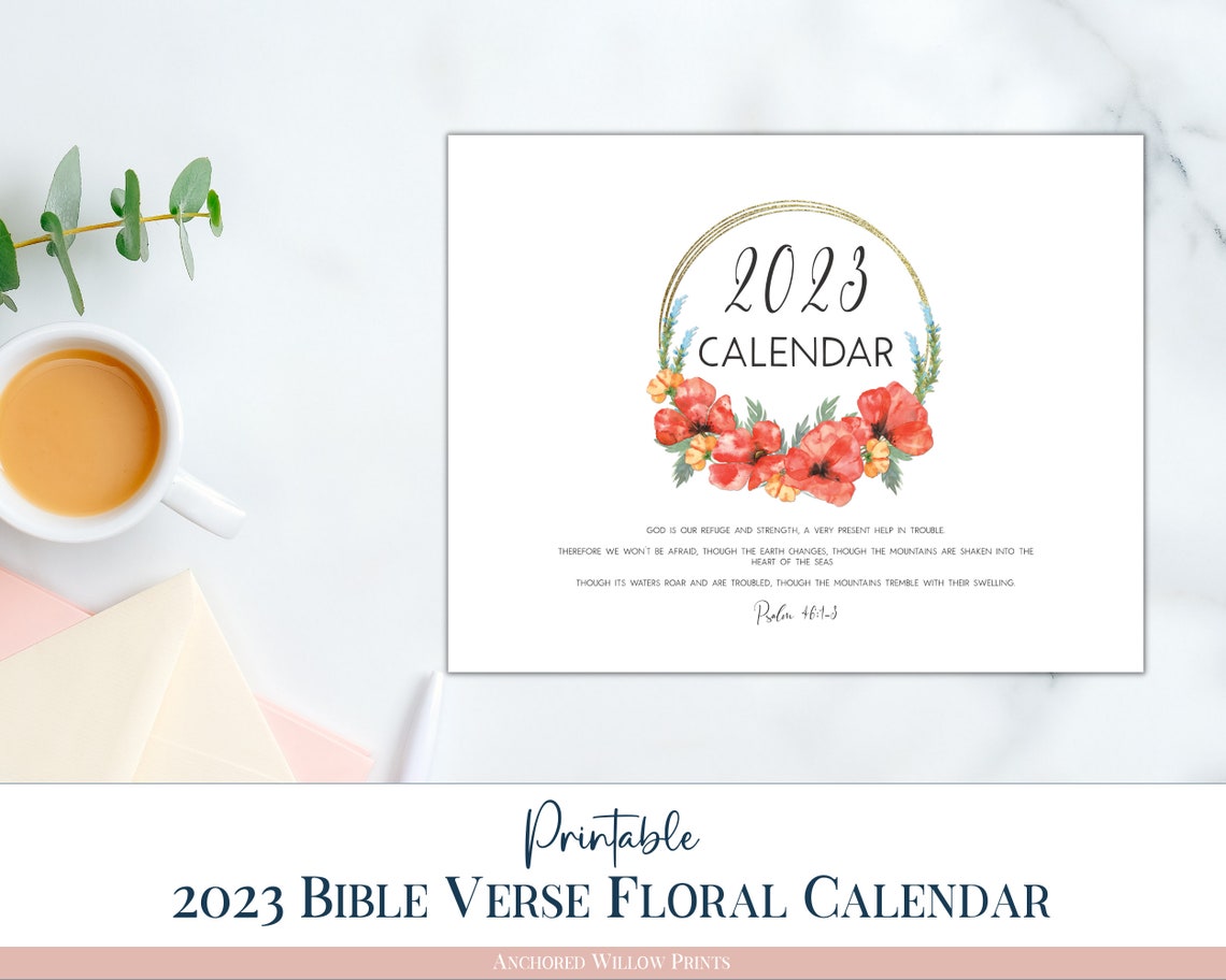 2023 Bible Verse Watercolor Floral Calendar (Instant Download) - Etsy