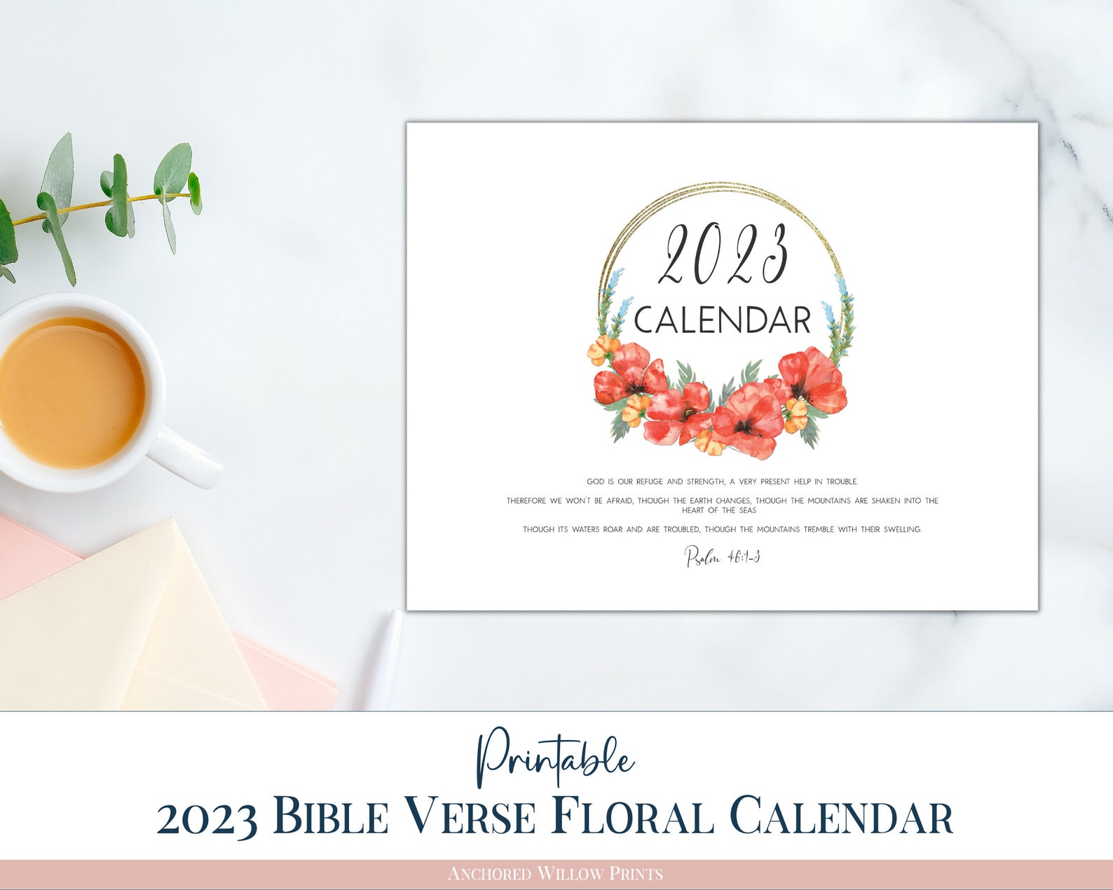 2023 Bible Verse Watercolor Floral Calendar (Instant Download) - Etsy
