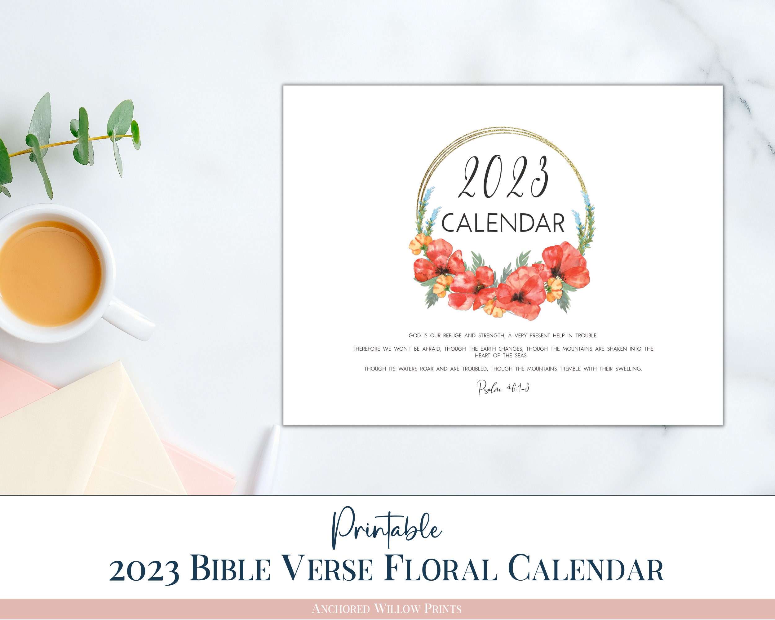 2023 Bible Verse Watercolor Floral Calendar (Instant Download) - Etsy