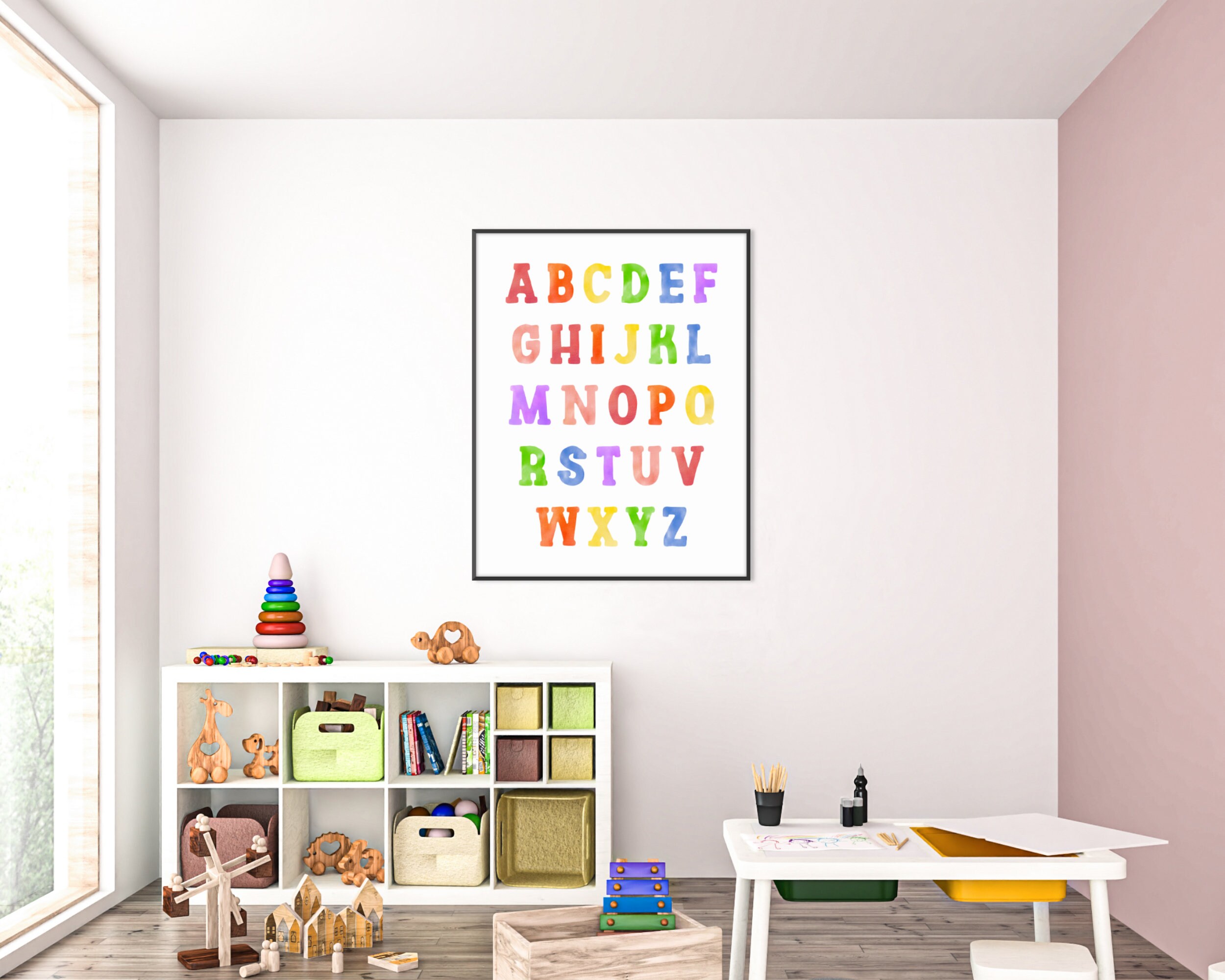 Alphabet Watercolor Educational Poster, Homeschool Wall Art, Playroom ...