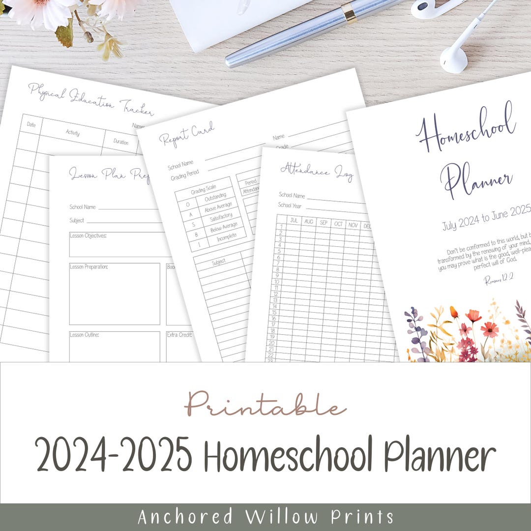2024-2025 Homeschool Planner Printable, Report Cards, Field Trips ...