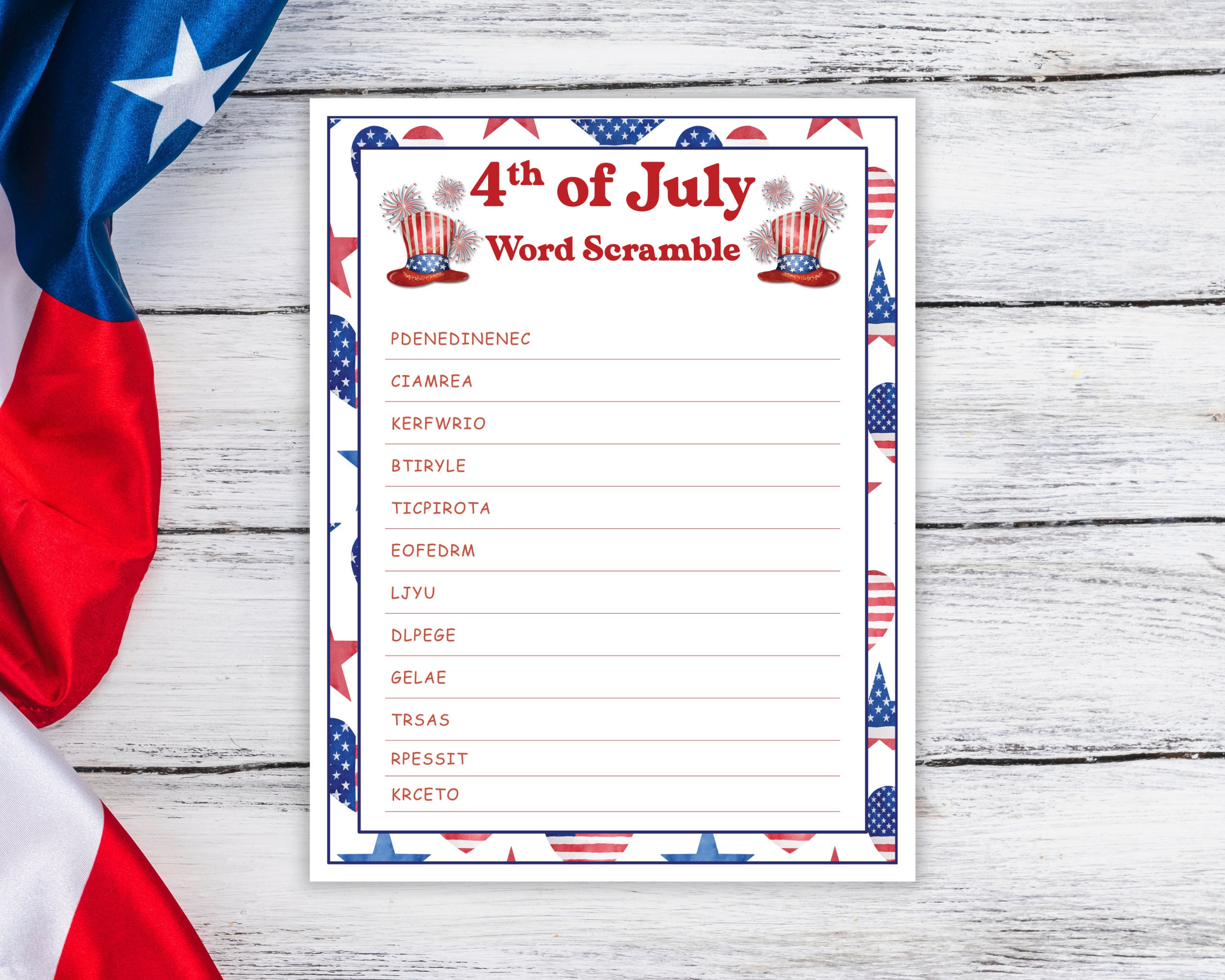 4th of July Printable Games & Activity Bundle, Bingo, Crossword, I Spy ...