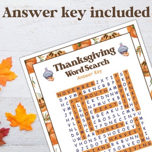 Thanksgiving Word Search Printable Family and Classroom Game - Etsy