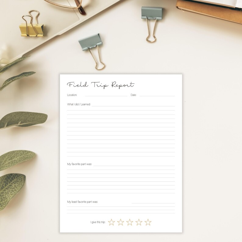 Field Trip Report Log Printable, Homeschool Field Trip Planner, Field ...