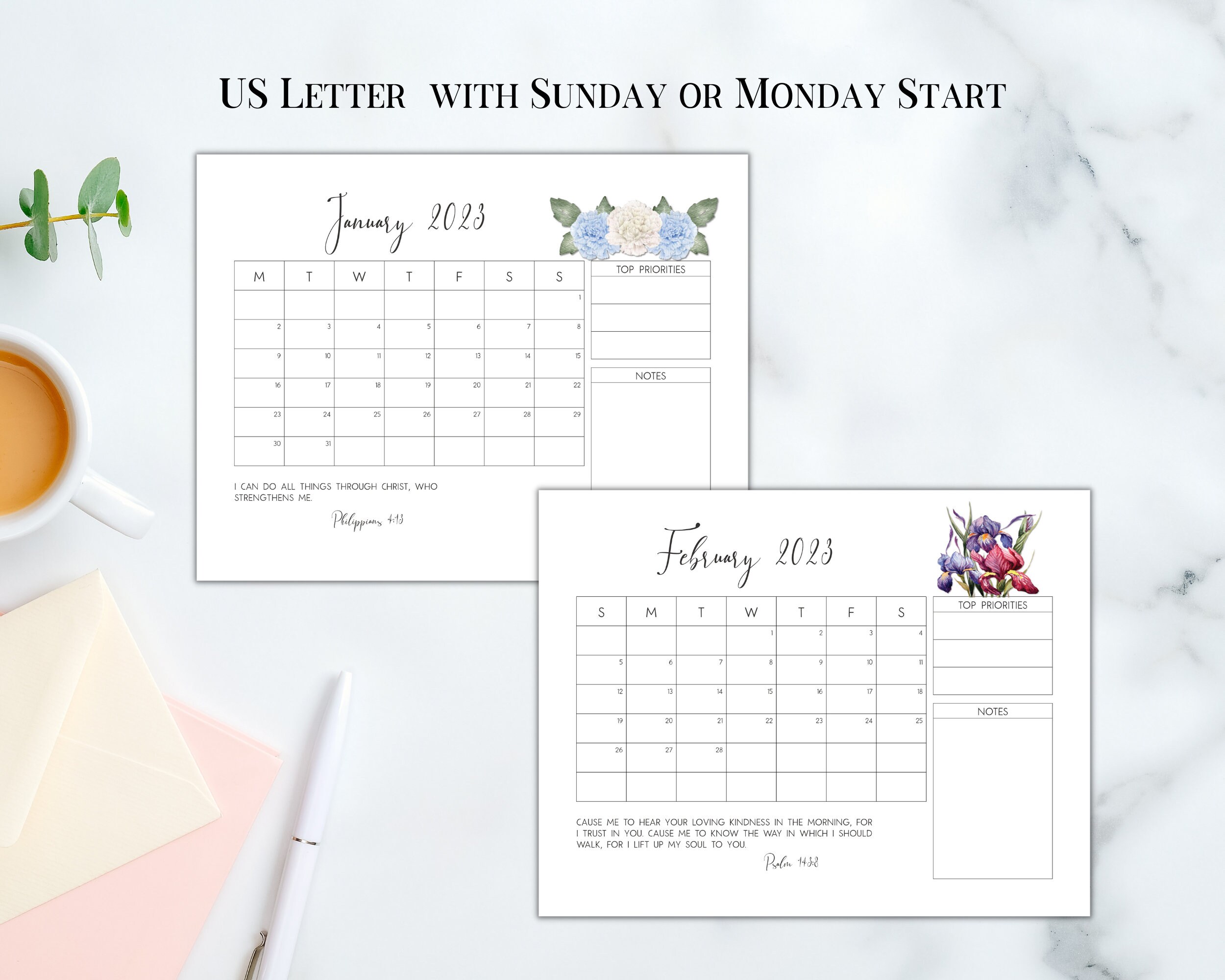 2023 Bible Verse Watercolor Floral Calendar (Instant Download) - Etsy