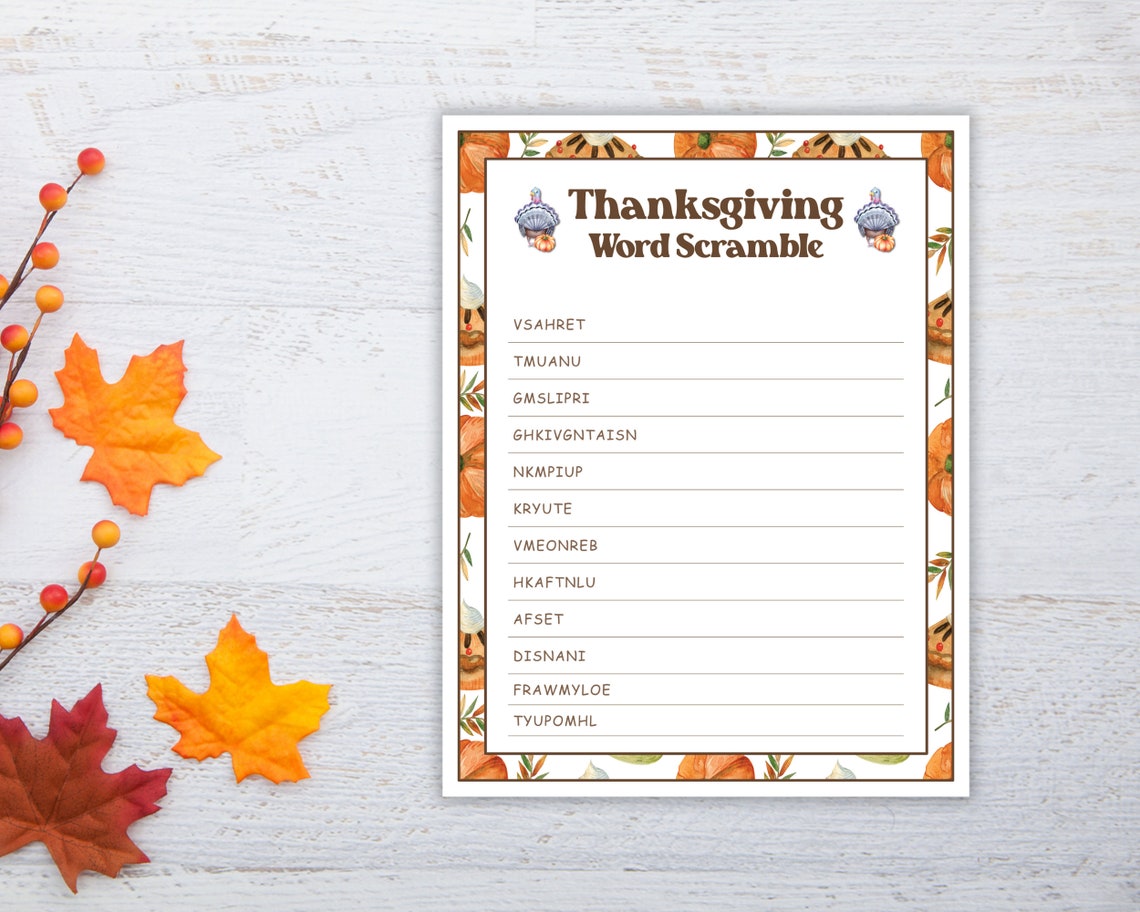 Thanksgiving Game and Activity Bundle, 6 Printable Family and Classroom ...