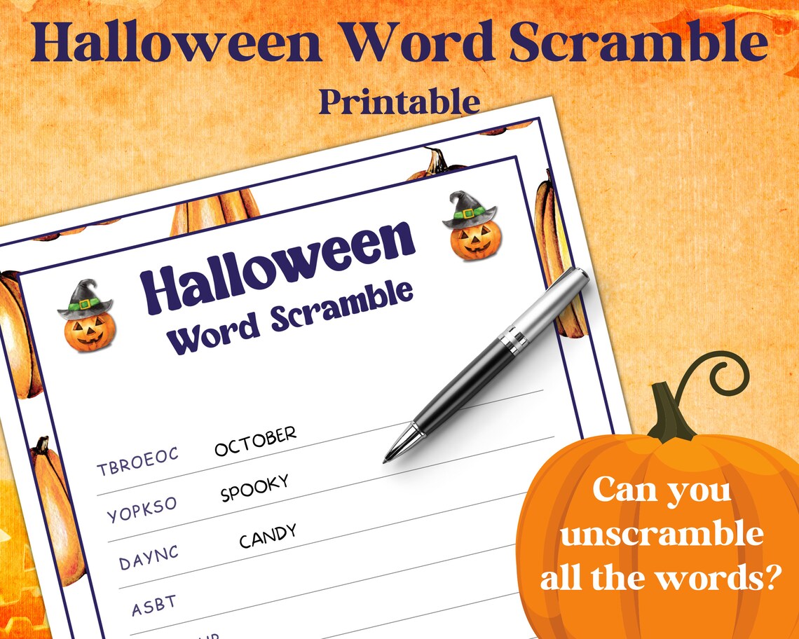 Halloween Word Scramble Printable Family and Classroom Game - Etsy