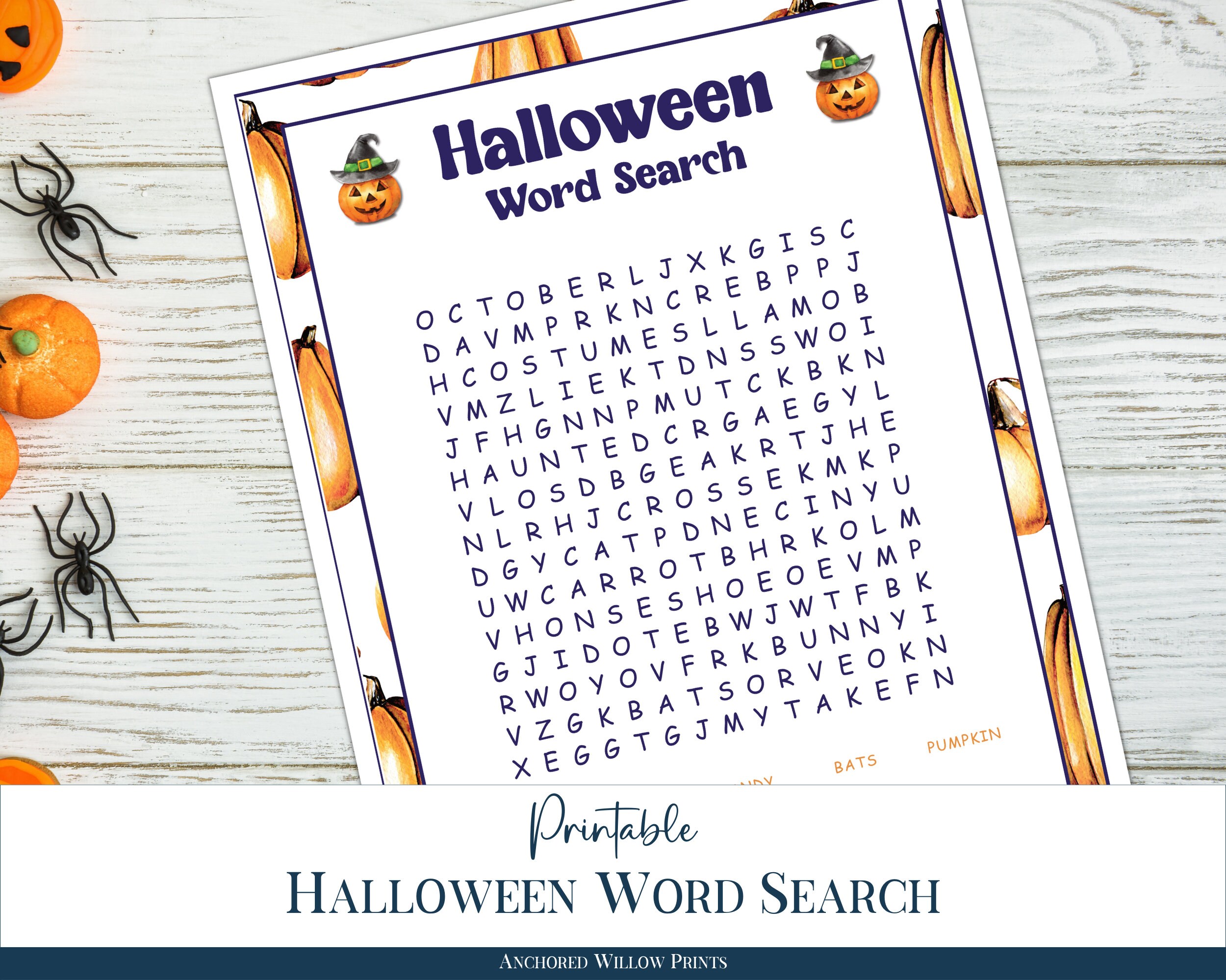 Halloween Word Search Printable Family and Classroom Game - Etsy