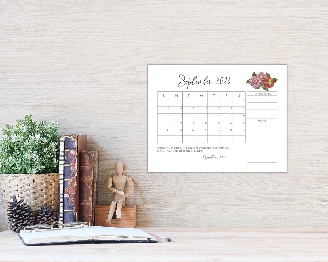 2023 Bible Verse Watercolor Floral Calendar (Instant Download) - Etsy