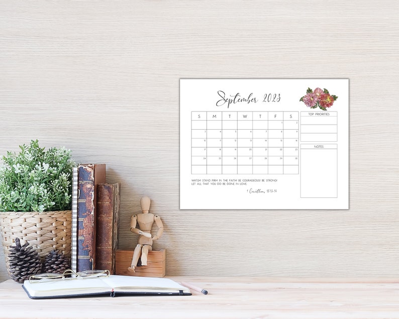 2023 Bible Verse Watercolor Floral Calendar (Instant Download) - Etsy
