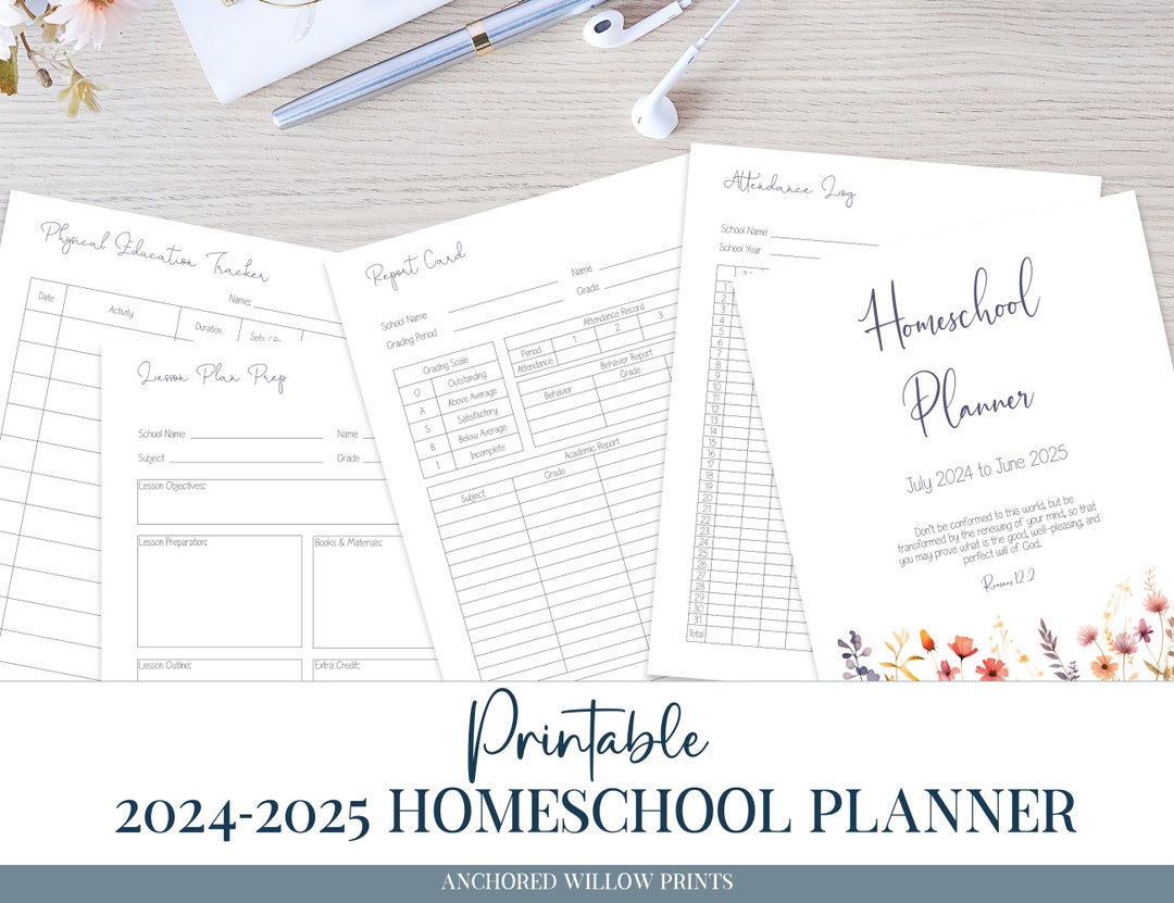 2024-2025 Homeschool Planner Printable, Report Cards, Field Trips ...