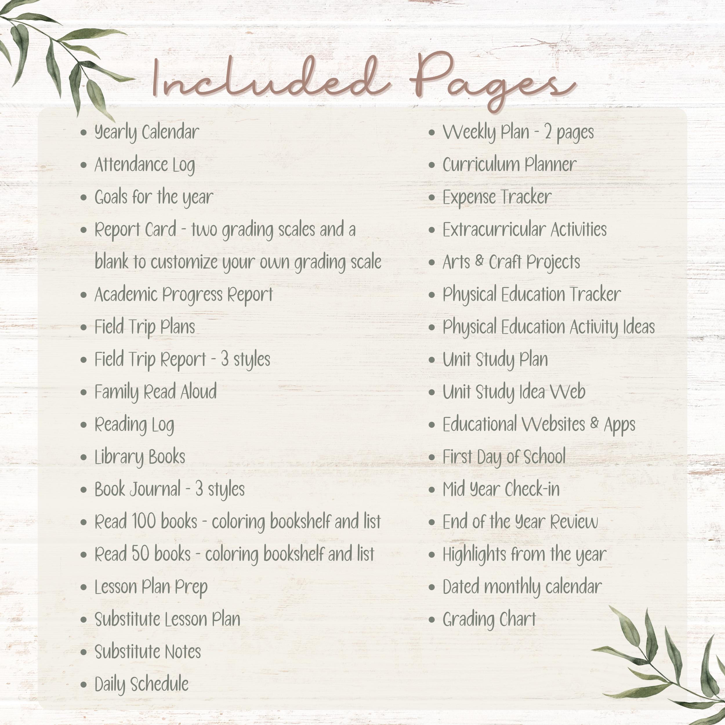 2024-2025 Homeschool Planner Printable, Report Cards, Field Trips ...