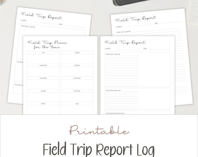 Field Trip Report Log Printable, Homeschool Field Trip Planner, Field ...