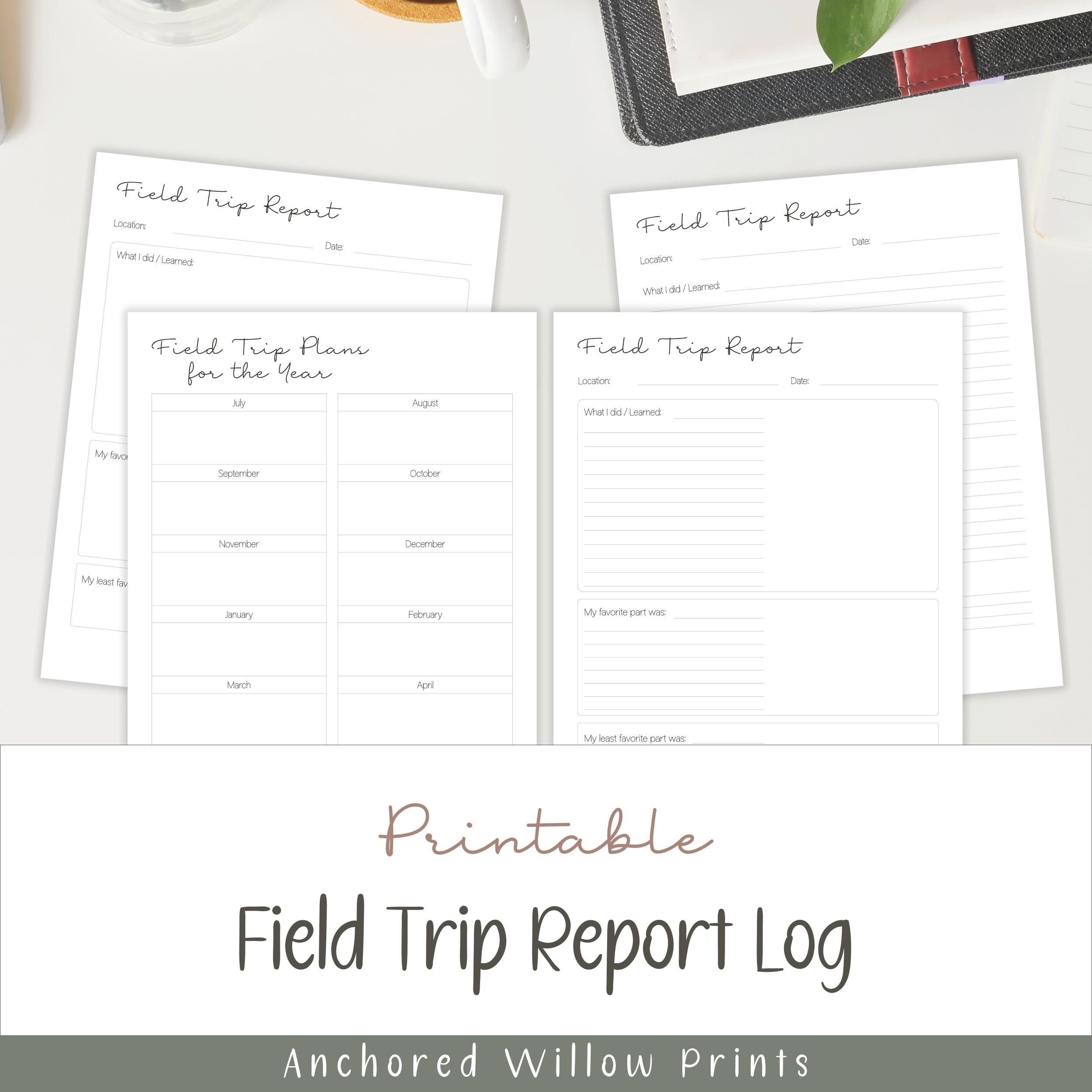 Field Trip Report Log Printable, Homeschool Field Trip Planner, Field ...