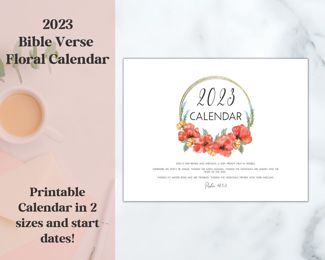 2023 Bible Verse Watercolor Floral Calendar Printable - Etsy