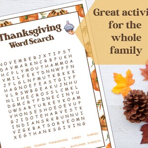 Thanksgiving Word Search Printable Family and Classroom Game - Etsy