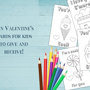 Printable Food Valentine's Coloring Card, Classroom Valentine Exchange ...