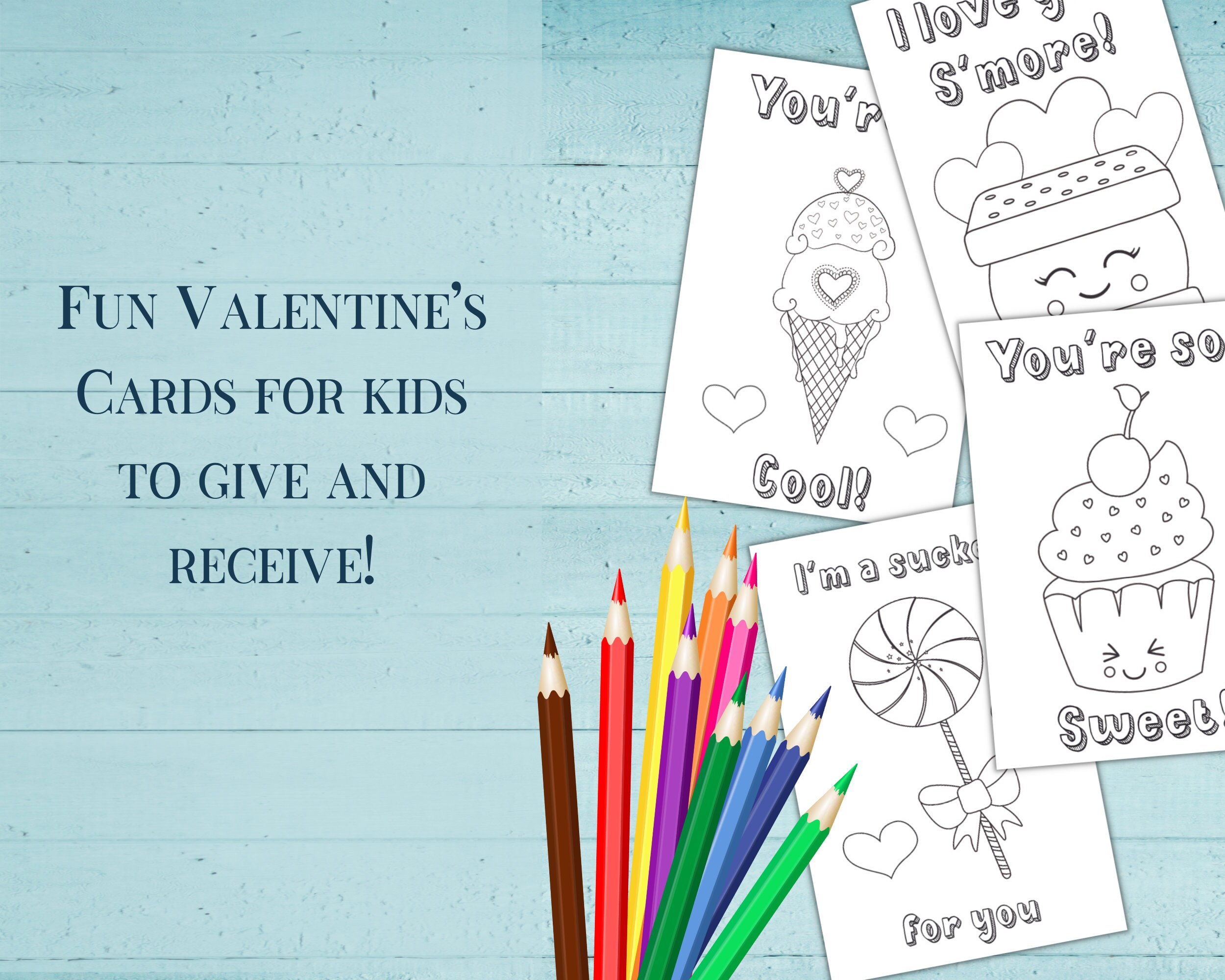Printable Food Valentine's Coloring Card, Classroom Valentine Exchange ...