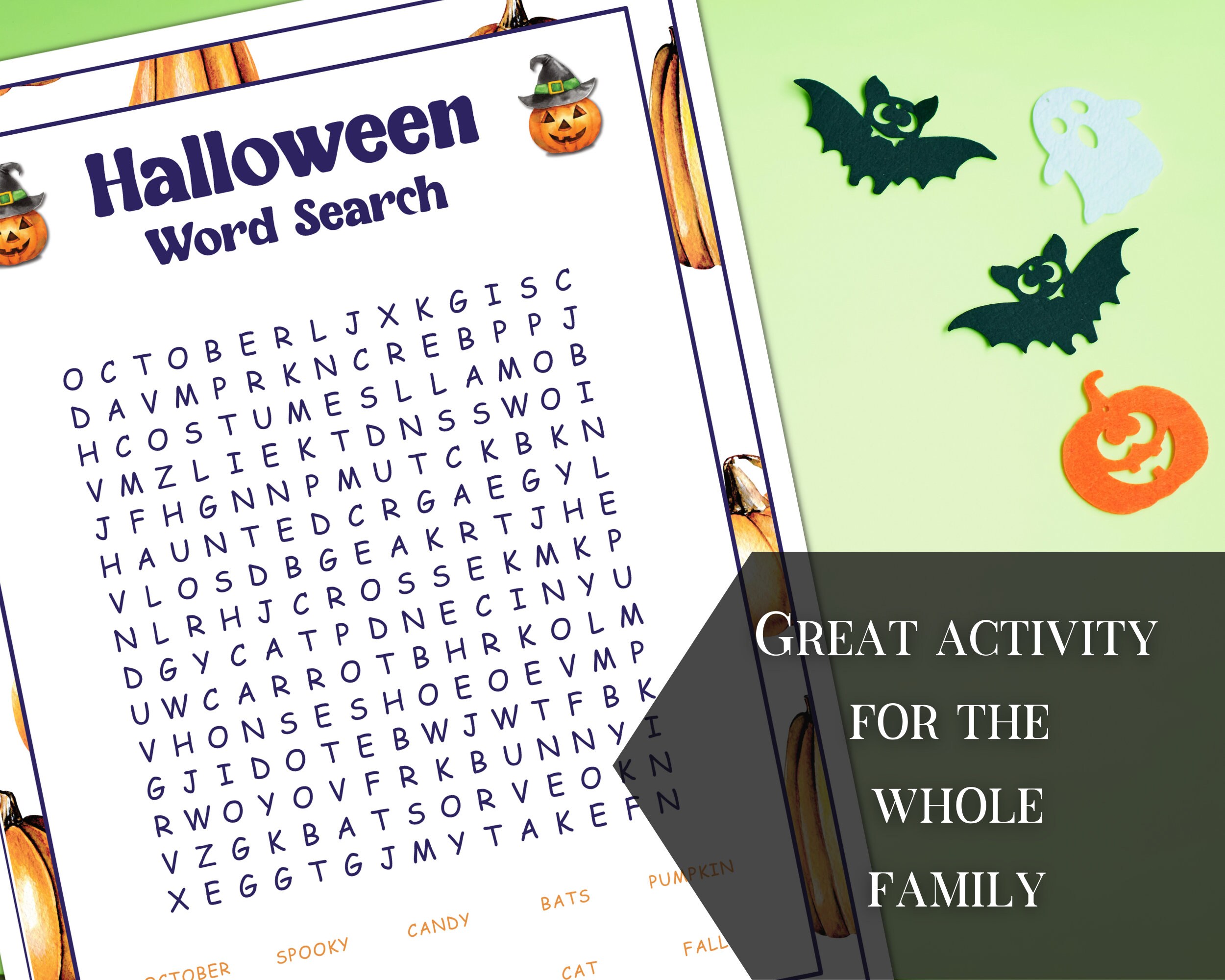 Halloween Word Search Printable Family and Classroom Game - Etsy