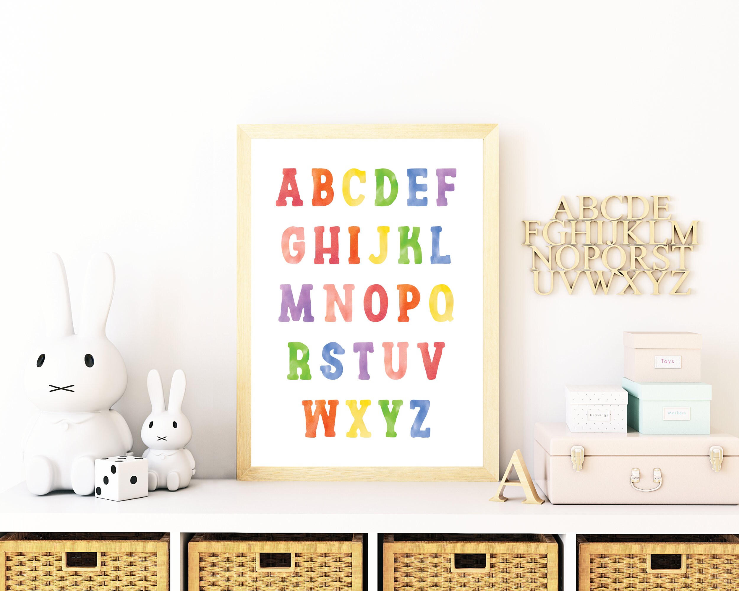 Alphabet Watercolor Educational Poster Homeschool Wall Art - Etsy