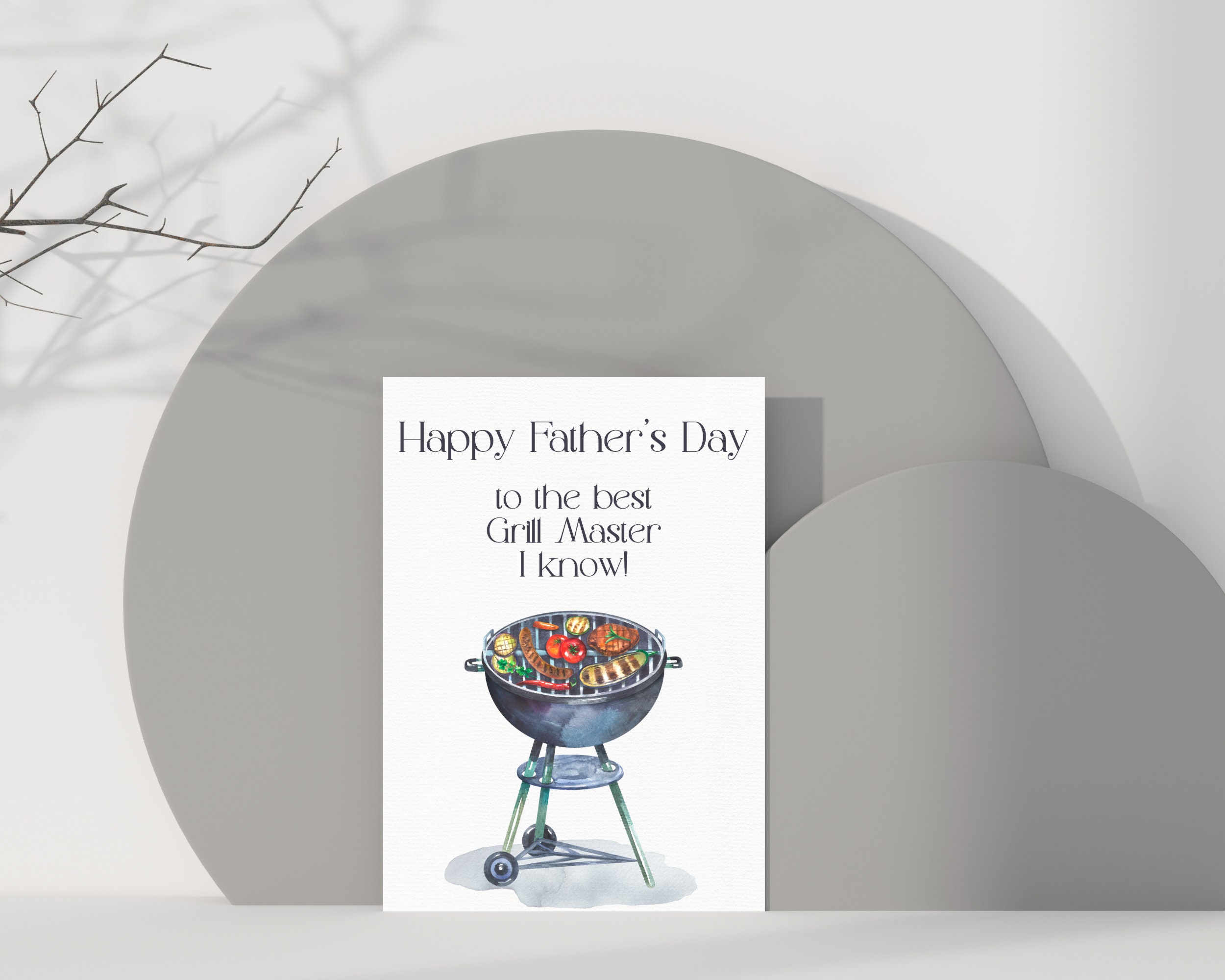 Happy Fathers Day Grill Master Printable Card, Featuring a Watercolor ...
