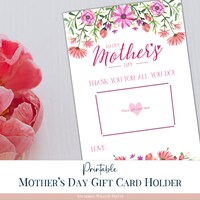 Mothers Day Watercolor Floral Printable Gift Card Holder, With an ...