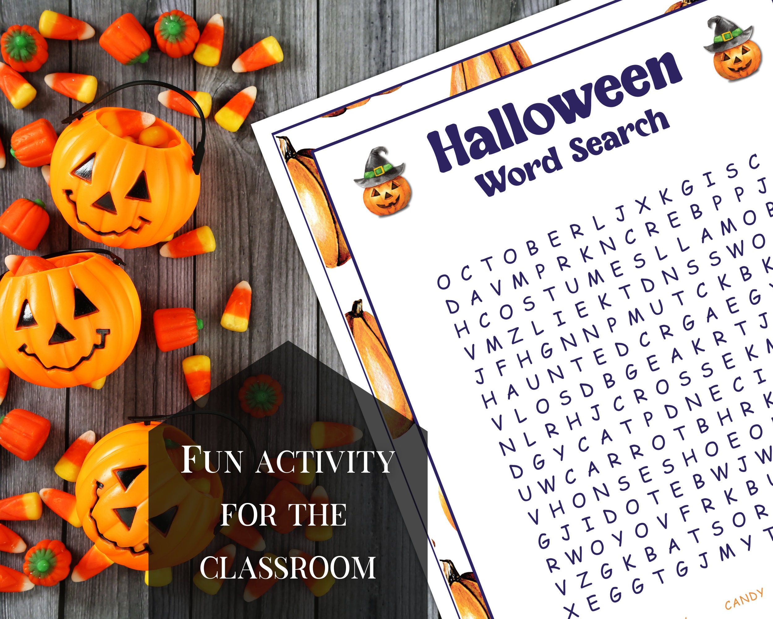 Halloween Word Search Printable Family and Classroom Game - Etsy