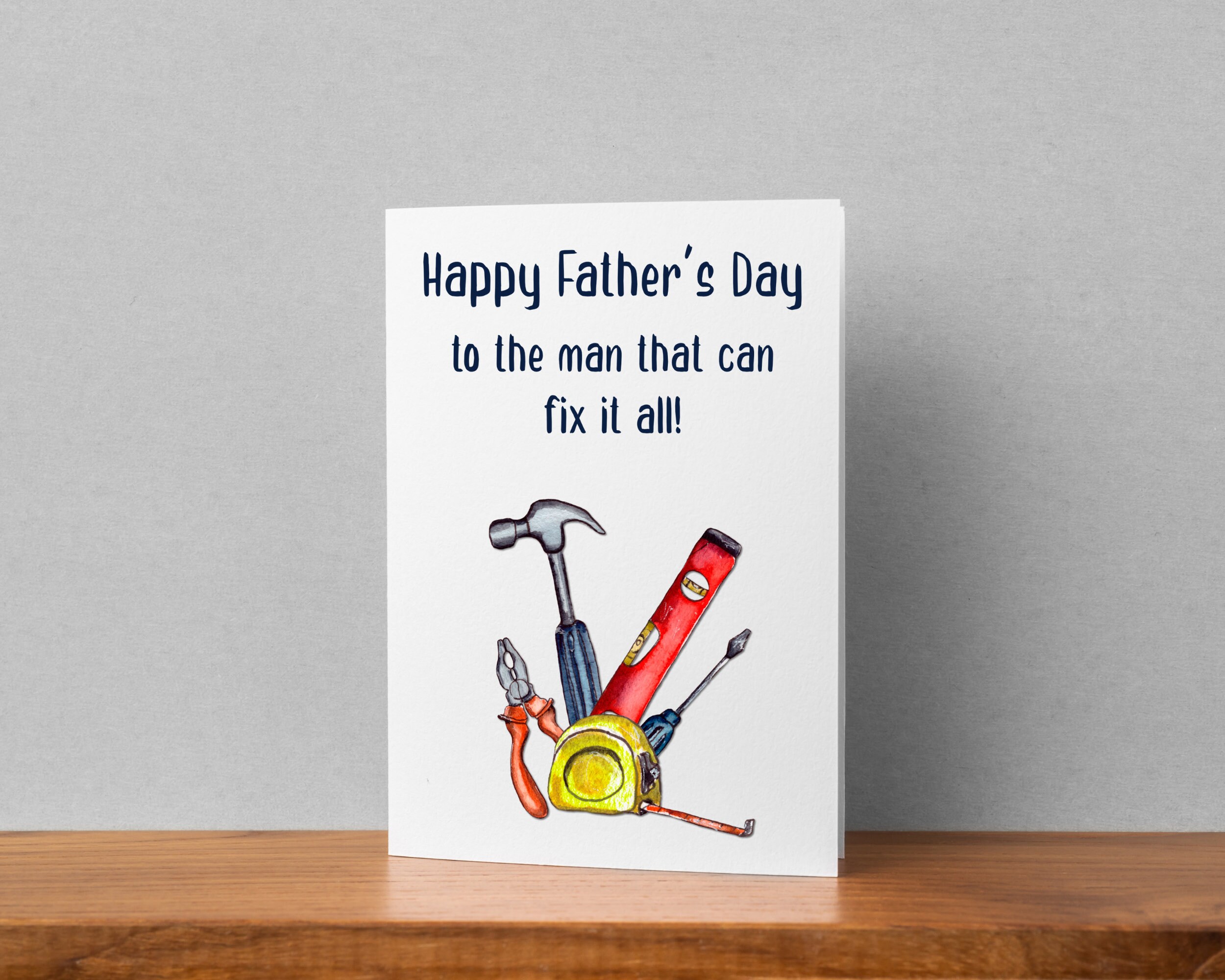 Happy Fathers Day Mr. Fix It Printable Greeting Card, Watercolor Tools ...