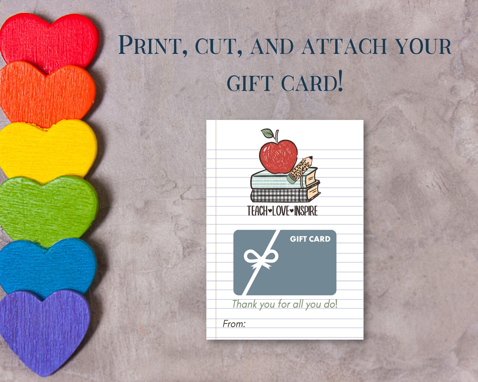 Teach Love Inspire Printable Gift Card Holder Teacher - Etsy