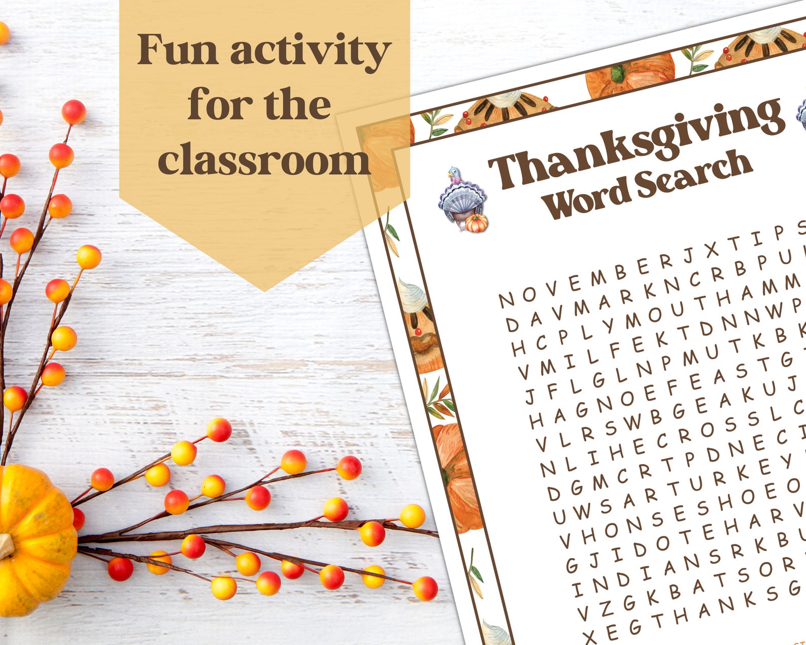 Thanksgiving Word Search Printable Family and Classroom Game - Etsy