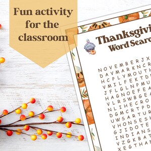 Thanksgiving Word Search Printable Family and Classroom Game - Etsy