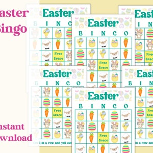 Easter Bingo Game 2-6 Players Printable Family and Classroom - Etsy