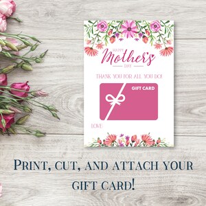 Mother’s Day Watercolor Floral Printable Gift Card Holder, With an ...