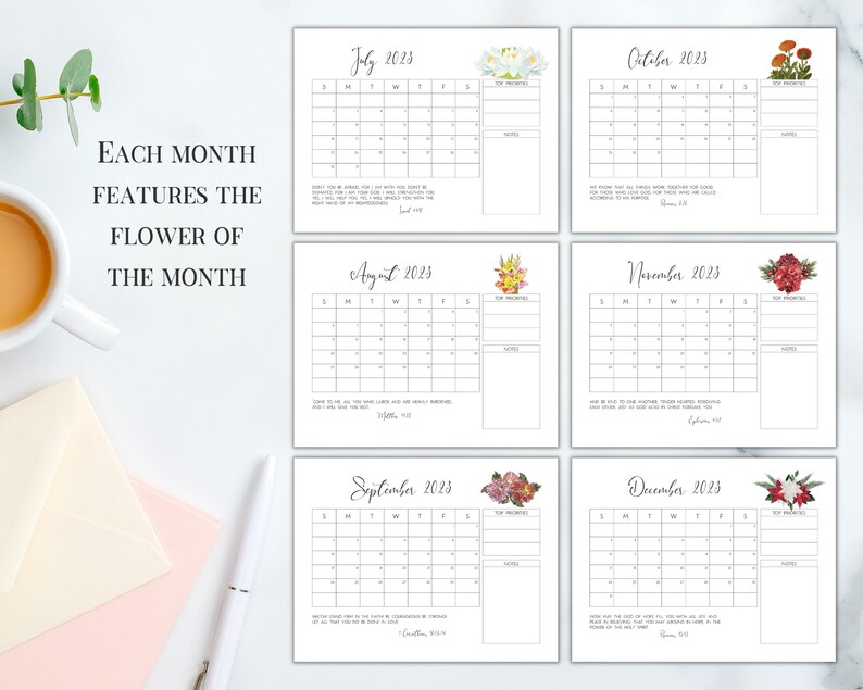 2023 Bible Verse Watercolor Floral Calendar (Instant Download) - Etsy