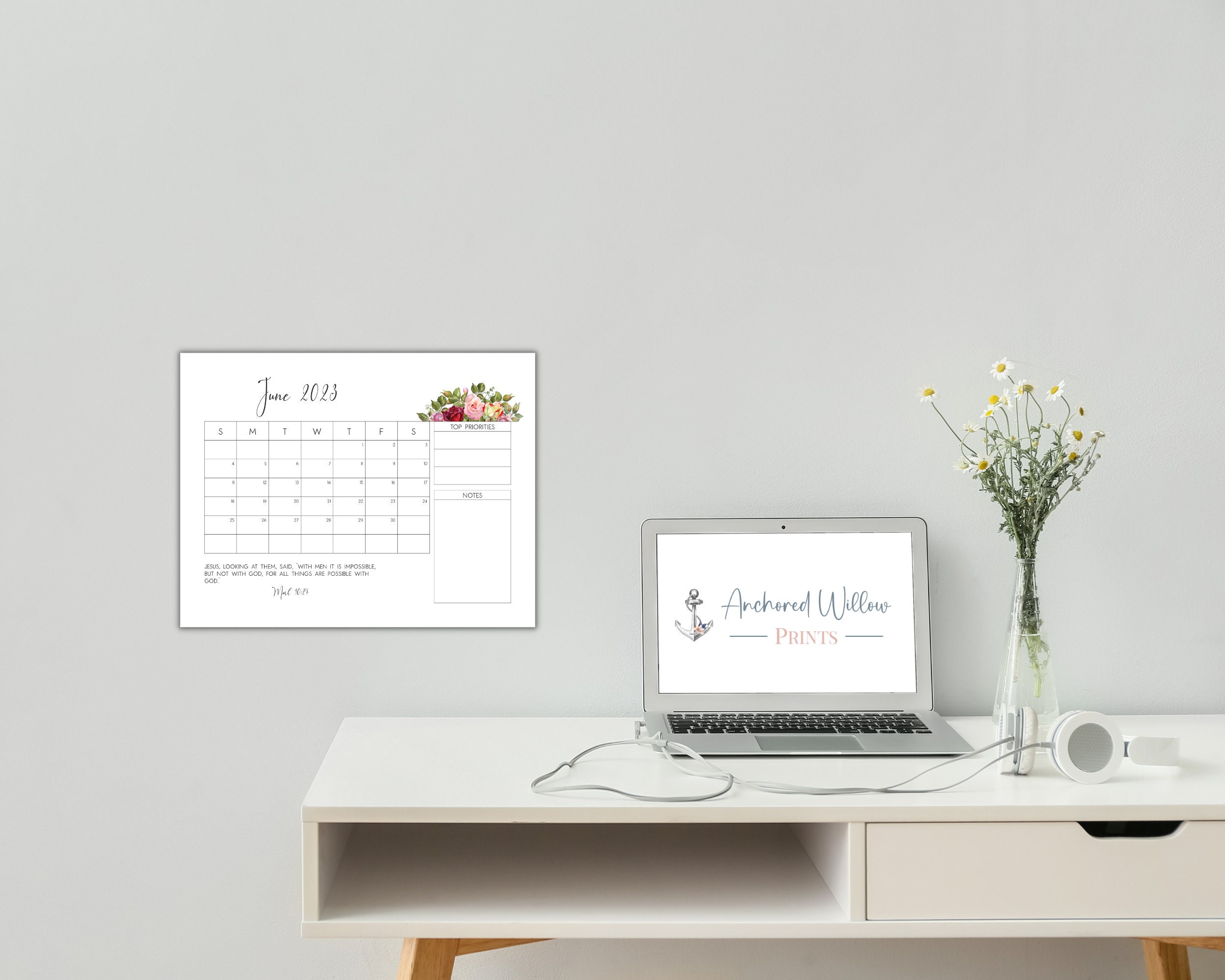 2023 Bible Verse Watercolor Floral Calendar (Instant Download) - Etsy