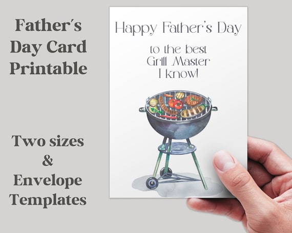 Happy Fathers Day Grill Master Printable Greeting Card | Etsy