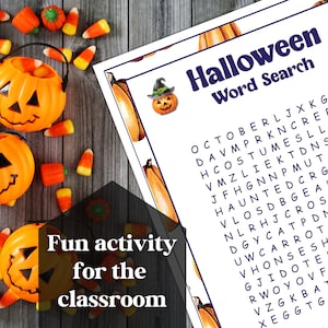 Halloween Word Search Printable Family and Classroom Game - Etsy