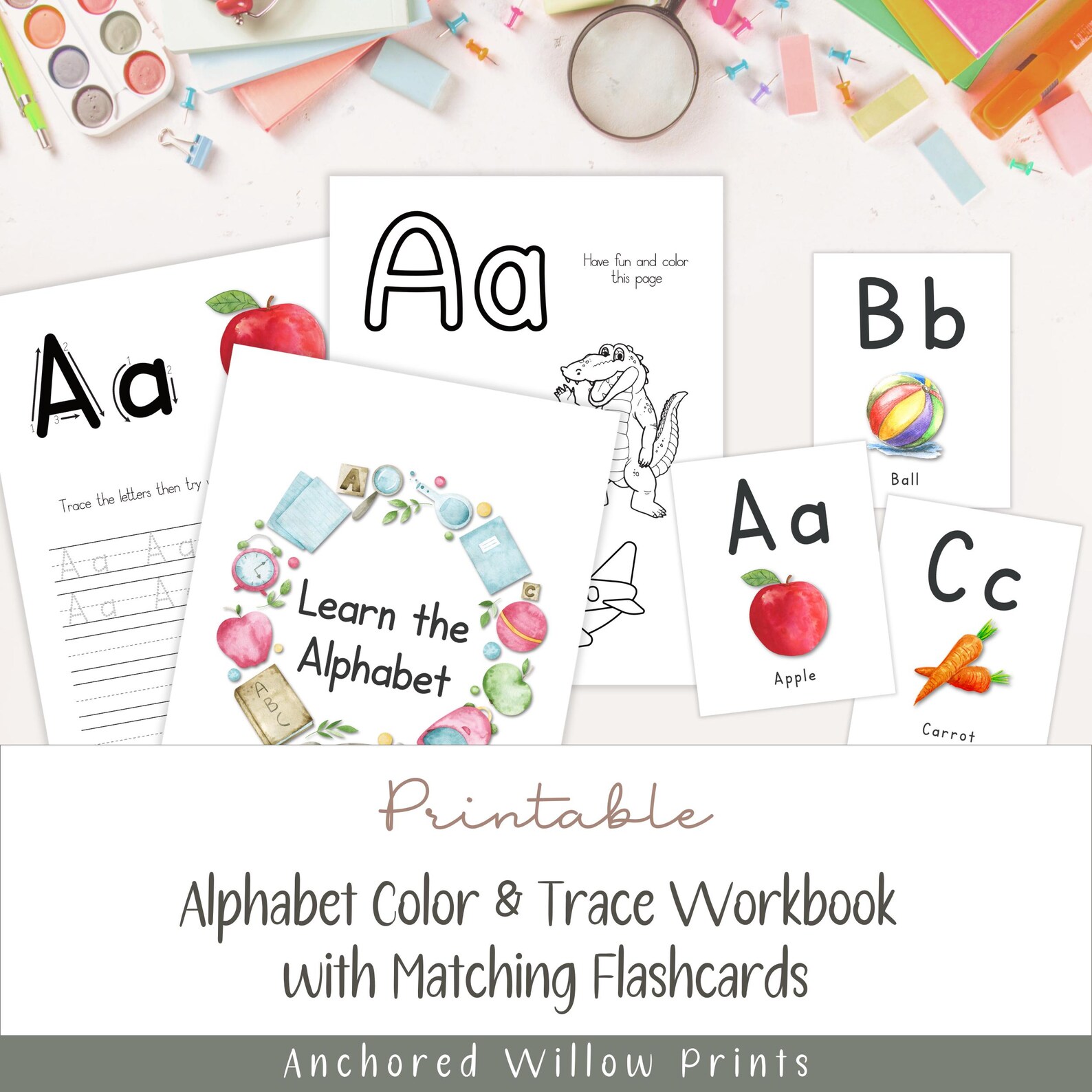 Printable Alphabet Workbook and Flash Cards, Master Letter Recognition ...