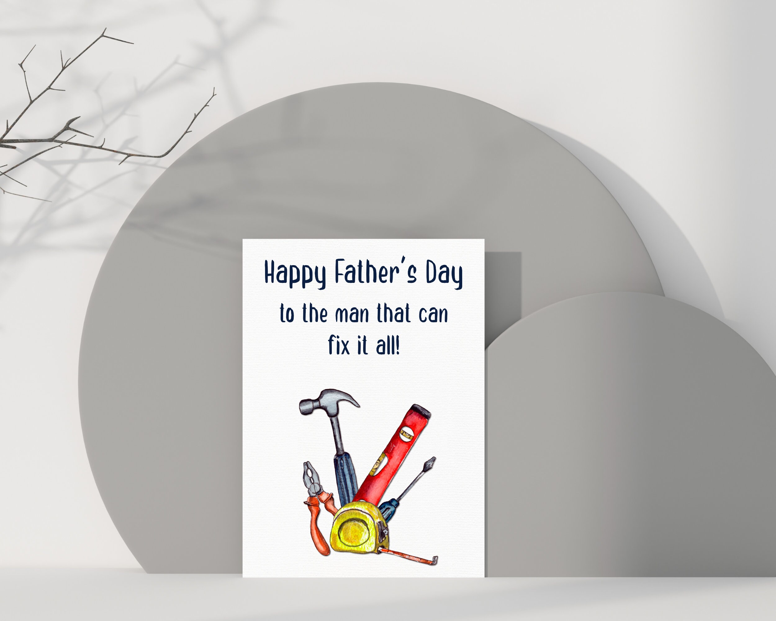 Happy Fathers Day Mr. Fix It Printable Greeting Card, Watercolor Tools ...
