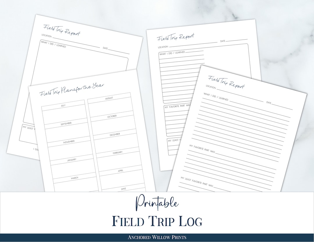 Field Trip Report Log Printable, Homeschool Field Trip Planner, Field ...
