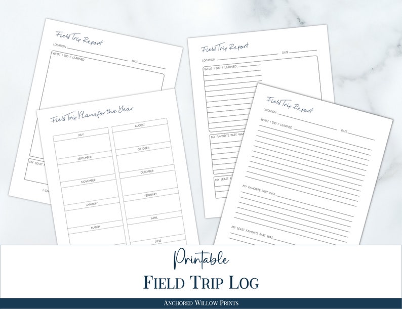 Field Trip Report Log Printable, Homeschool Field Trip Planner, Field ...