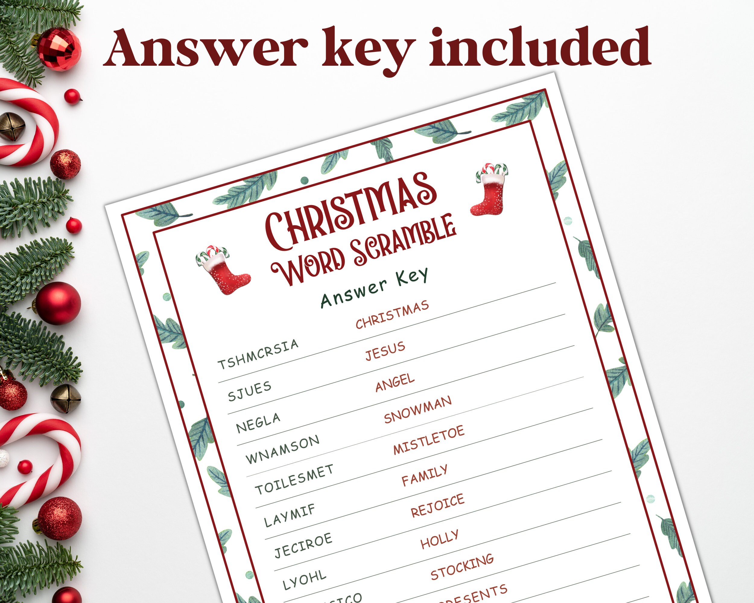 Christmas Word Scramble Printable Family and Classroom Game - Etsy ...