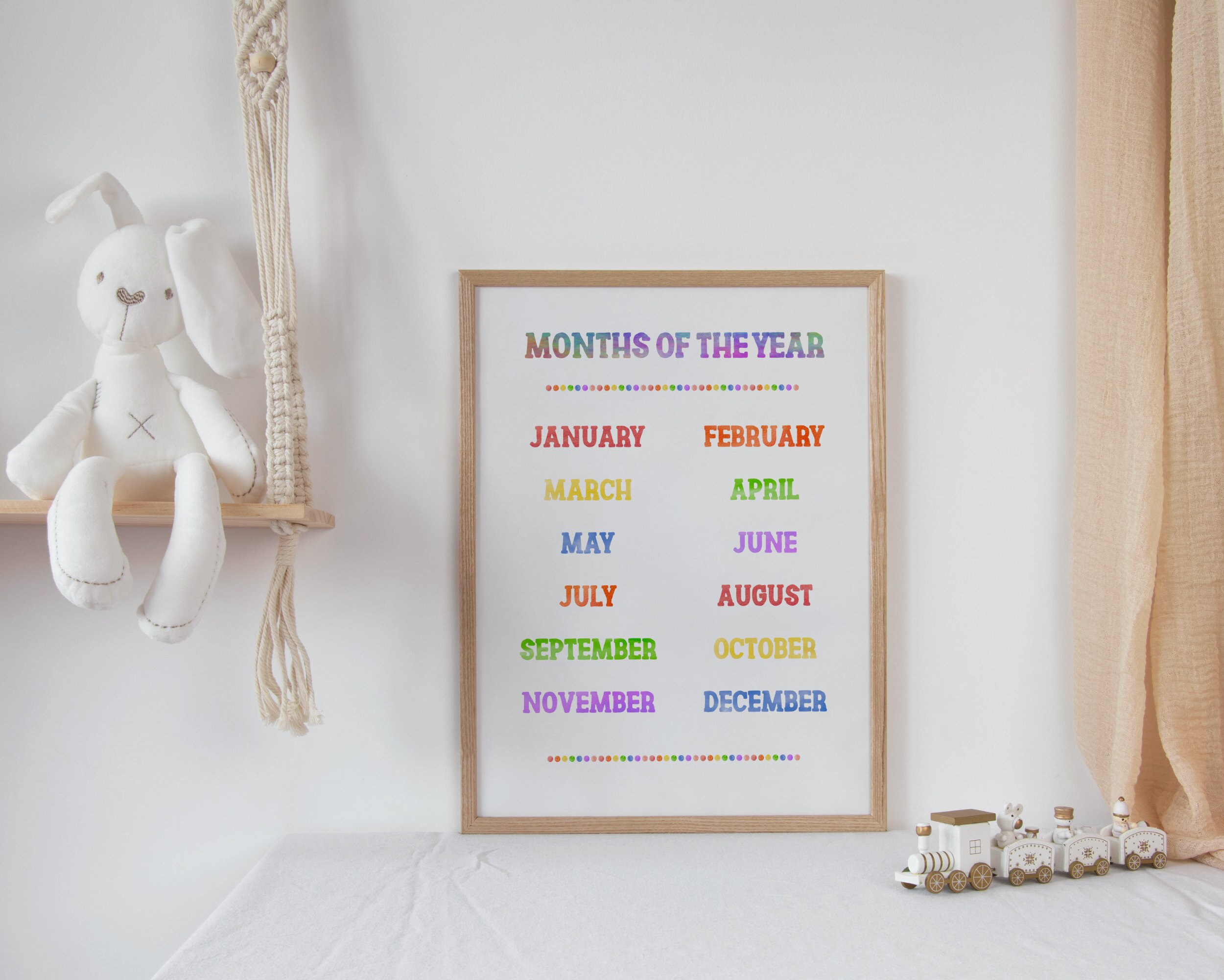 Months of the Year Watercolor Educational Poster, Homeschool Wall Art ...