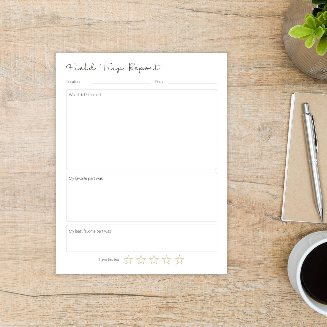 Field Trip Report Log Printable, Homeschool Field Trip Planner, Field ...