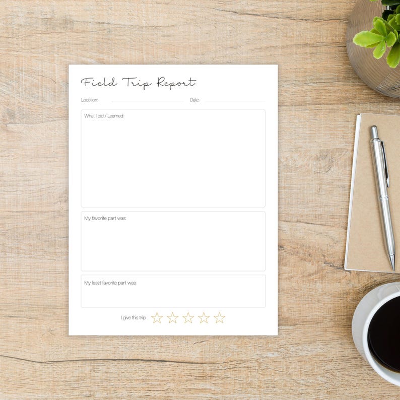 Field Trip Report Log Printable, Homeschool Field Trip Planner, Field ...