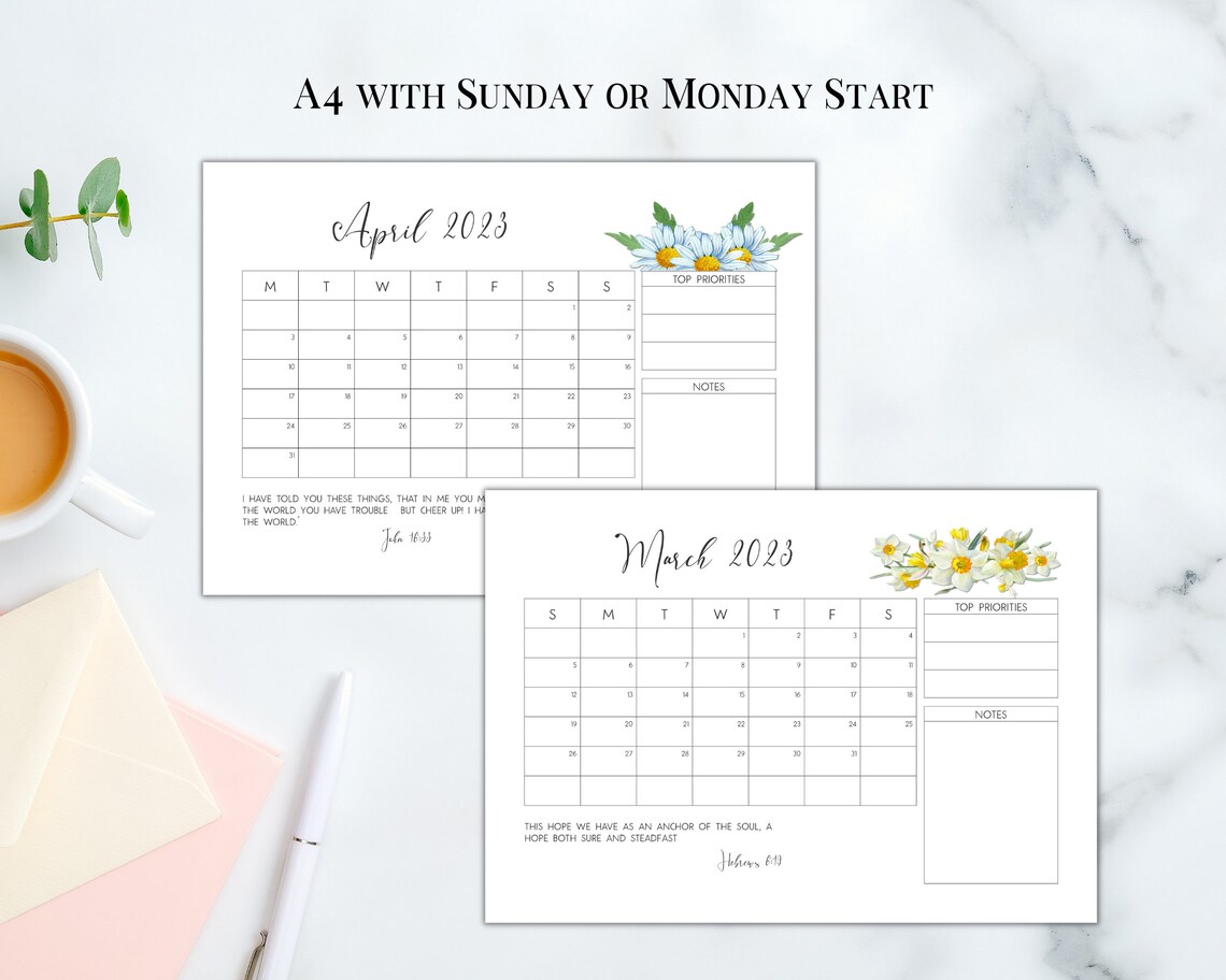 2023 Bible Verse Watercolor Floral Calendar (Instant Download) - Etsy